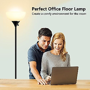 Floor Lamps for Living Room, Dimmable LED Modern Simple Standing Lamp, Tall Lamps for Bedroom Office Dining Room Kitchen, Minimalist Black Pole Lamp with Rotary Switch, 9W LED Bulb Included