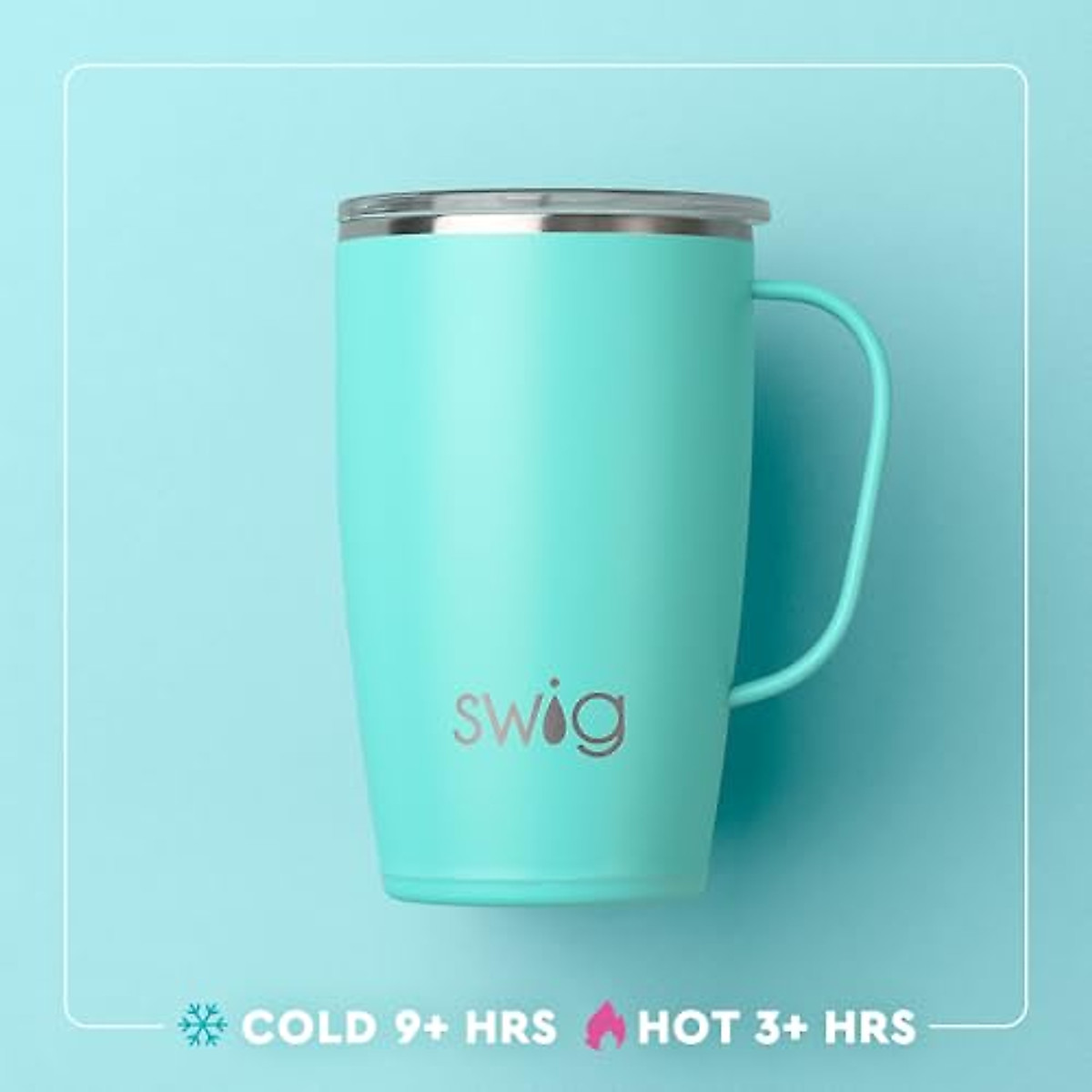 Swig Life 18oz Travel Mug, Insulated Tumbler with Handle and Lid, Cup Holder Friendly, Dishwasher Safe, Stainless Steel, Travel Coffee Cup (Grey)