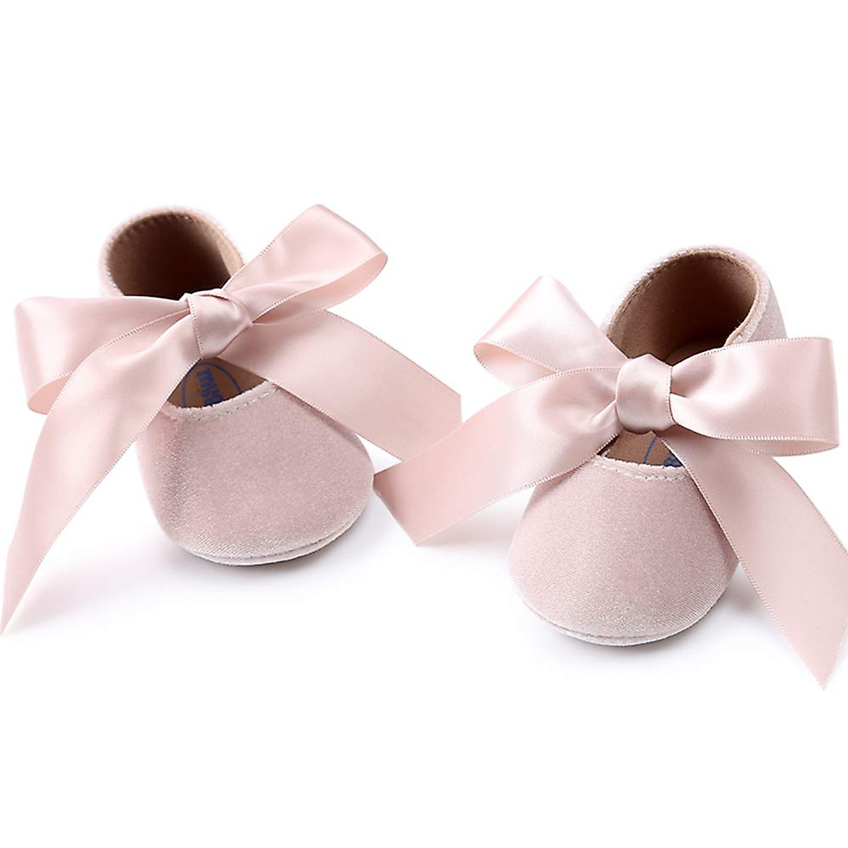 RVROVIC Baby Girls Mary Jane Flats Anti-Slip Rubber Sole Bow Toddler Princess Dress Shoes (4.33 inches (0-6 Months), 3-Beige)