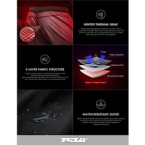 TSLA Men's Thermal Windproof Cycling Pants, Fleece Lined Outdoor Bike Pants, Winter Cold Weather Running Pants, Cycling Windproof Pants Black & Lime, Large