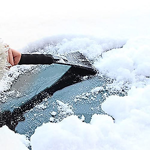 Miytsya Pack-2 Ice Scraper, Snow Scrapers for Car Windshield,Car Window Frost Removal Brush Tool with Foam Handle Trucks-Scratch Free, Universal Size for SUVs, Crars Black and Red