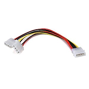Monoprice Molex (5.25 Male) / Molex(2X 5.25 Female) Power Splitter Cable - 8in