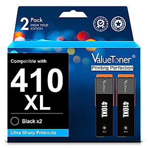 Valuetoner Remanufactured Ink Cartridge Replacement for Epson 410XL 410 XL T410XL High Yield to use with Expression XP-7100 XP-530 XP-630 XP640 XP-830 XP635 Printer (2-Black)