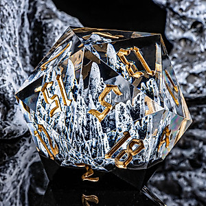 KERWELLSI Resin DND Dice Set for Dungeons and Dragons, Single Giant 33mm D20 Dice with Gift Box, RPG Polyhedral Nature Snow Mountain D&D Dice, Role Playing D and D Dice D20