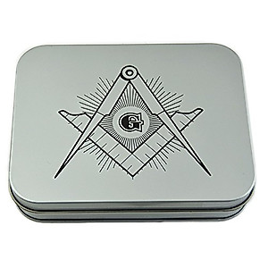 Virtus Junxit Mors Non Separabit Square & Compass Dual Blade Masonic Folding Pocket Knife - [Red & Gold]