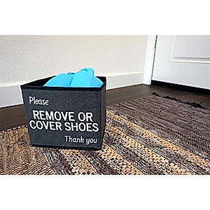 RE GOODS Shoe Covers Box | Disposable Shoe Bootie Holder For Realtor Listings and Open Houses | Please Cover or Remove Shoes Bin | Shoe Bootie Box