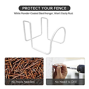 Jantens Hose Holder, Heavy Duty Steel Hose Hanger Wall Mount for Outside, Powder Coated Vinyl Fence Hook for Expandable Hose, Hose Reel, Water Hose, Pocket Hose, Flexible Hose, Magic Hose (White)