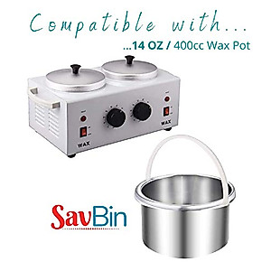 SAVBIN Professional Double Pot Wax Warmer 110V, 50-60Hz for Spa, Salon, and Personal Use