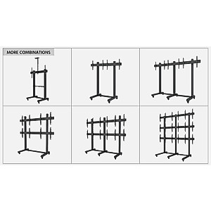 3x3 Video Wall Rolling Mount Cart Display with Micro Adjustment Arms Vesa Universal TV Television