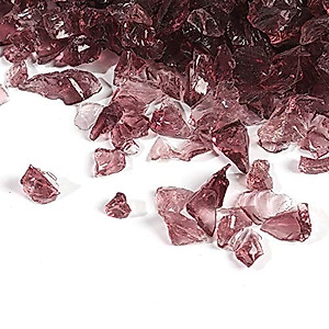 Shiny Stone High Luster Reflective Fire Glass Gravel,Fire Gems,Fire Drops,Fire Glass Pebbles Stones Beads Chips for Fire Pit Fish Tank Aquarium Garden,3-6mm 305g/0.67lb (Grape)