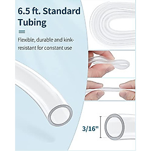 Pawfly 64 GPH Aquarium Air Pump with Dual Outlets Adjustable Quiet Oxygen Aerator Pump with Airline Tubing Air Stone Connector and Check Valve Accessories for Fish Tanks up to 75 Gallons