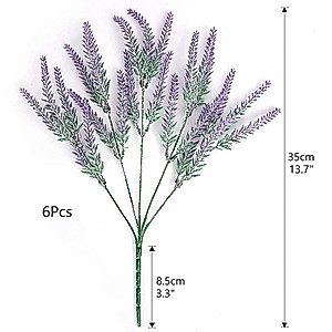 N&T NIETING Flowers Artificial, 6Pcs Purple Flower Fake Lavender for DIY Wedding Bouquet Table Centerpieces Patio Garden Outdoor Indoor Home Decoration