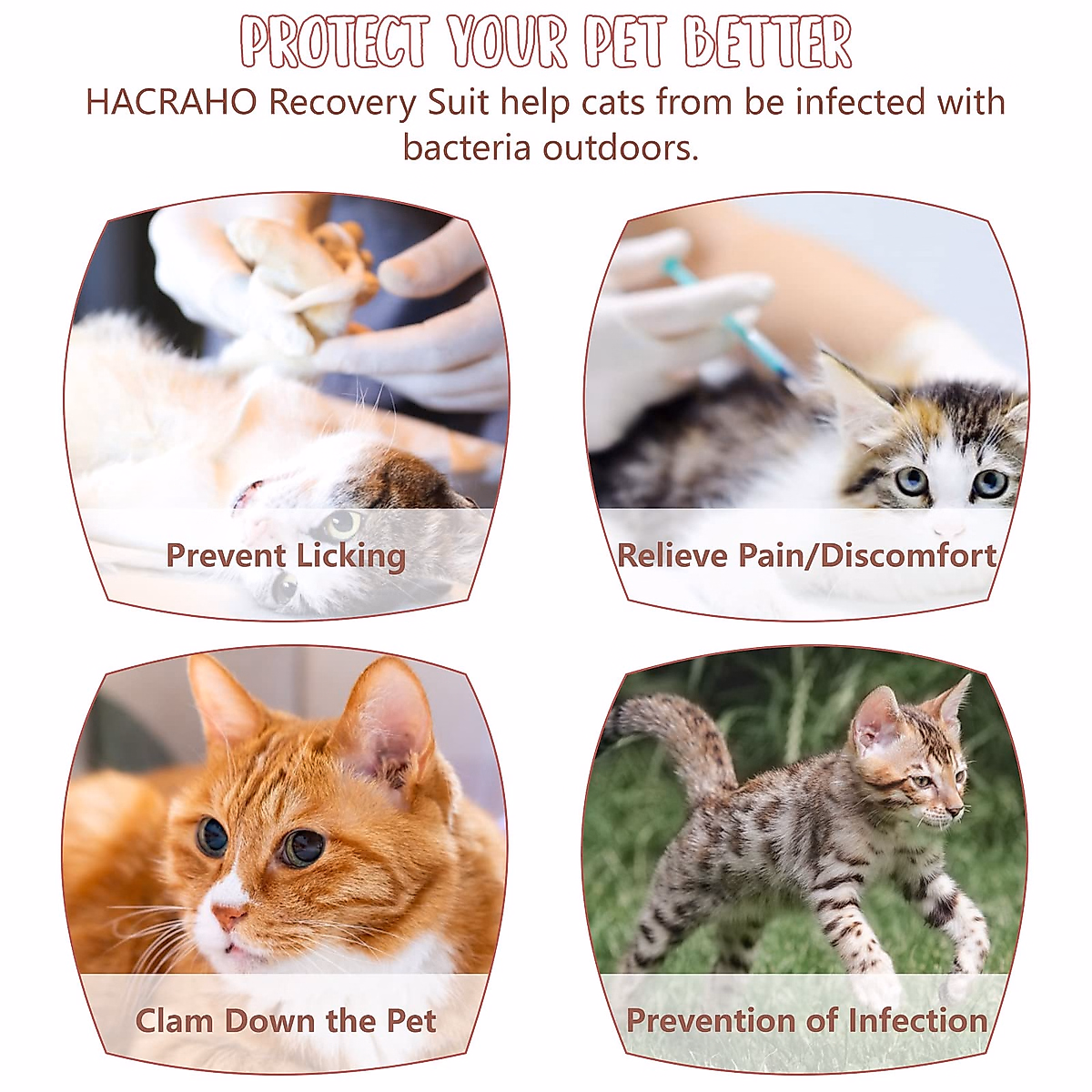 HACRAHO Cat Recovery Suit, 1 Pack Donut Pattern Cotton Cat Wound Surgery Recovery Suit Soft After Recovery Surgery for Small Cats and Dogs, M