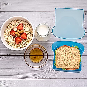 kulusion 4Pcs Sandwich Containers for Lunch Boxes, 20oz Food Storage Box with Lid, BPA Free, Microwave & Dishwasher Safe, Reusable Great for Meal Prep (4 Colors