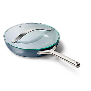 Caraway Nonstick Ceramic Frying Pan With Glass Lid (2.7 qt, 10.5") - Non Toxic, PTFE & PFOA Free - Oven Safe & Compatible with All Stovetops (Gas, Electric & Induction) - Navy