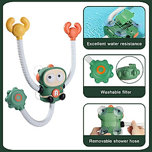 JoyGrow Bath Toys Electric Shower Head with Double 360° Rotatable Sprinkler and 3 PCS Different Spraying Sprinkler Bathtub Water Toy for Baby Kids