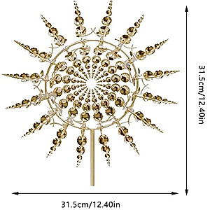 Metal Windmills for The Yard, Decrotive Windmill, Yard Wind Spinners Metal, for Yard and Garden, Wind Catchers Metal Outdoor Patio Decoration,Golden