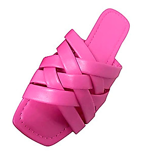 Comfortable Sandals for Women Skinny Patchwork Fashion Summer Demin Tassels Shorts Summer Casual Sandals (Hot Pink, 8)