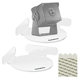Acrylic Mini Circular Corner Shelf Mount for Security Cameras, Baby Monitors, Speakers, Plants & More, Universal Cam Holder, Easy to Install, Screwless with Damage-Free Replacement Strips (Clear)