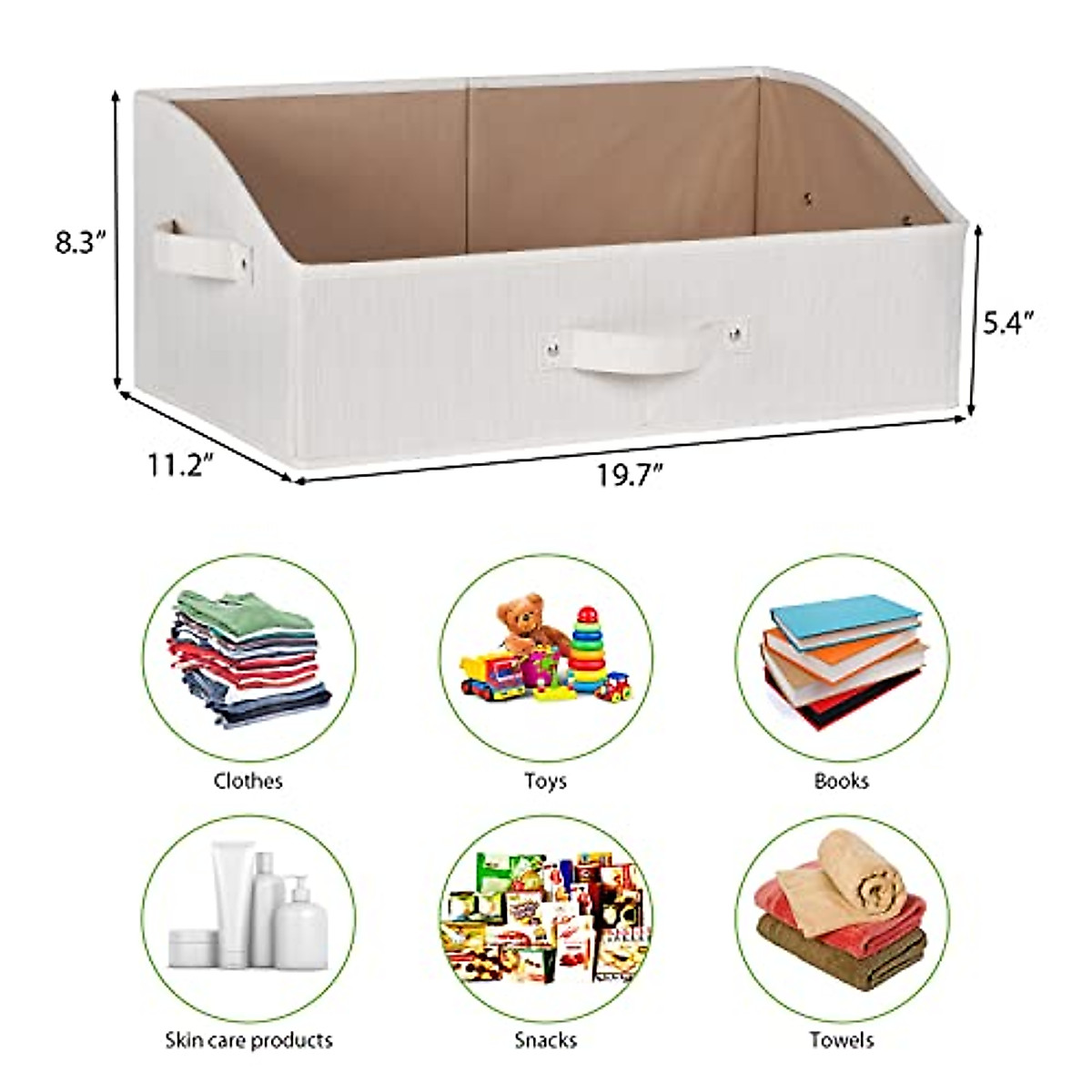 KEEGH Storage Bins for Closet Shelves Storage Baskets for Shelves Trapezoid Storage Bin Fabric Organizer Bins for Clothes with Handles,Beige,Set of 3