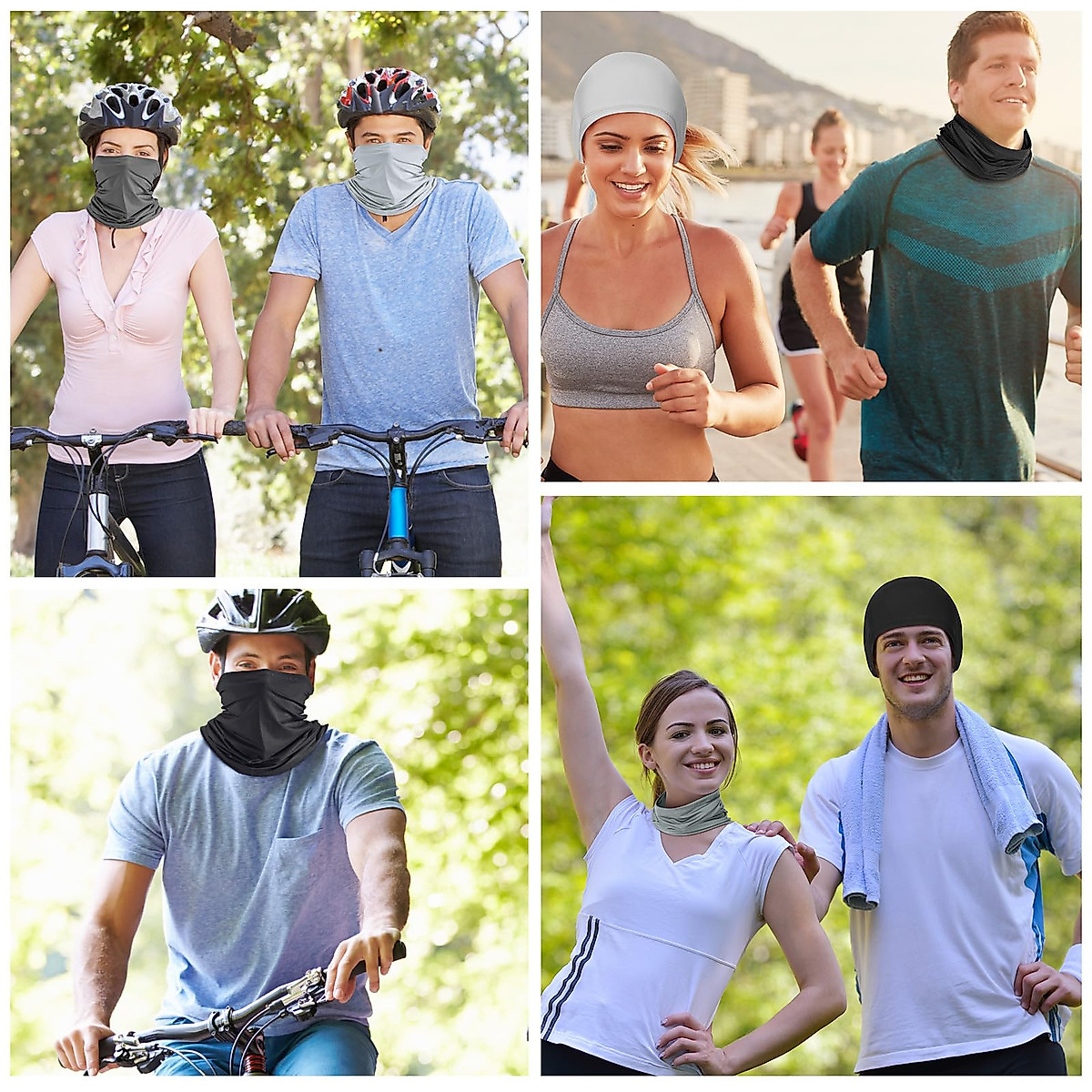 Geyoga 6 Pieces Summer UV Protection Cooling Neck Gaiter Face Clothing Neck Gaiter Scarf Sunscreen Breathable Bandana(Classic Color)