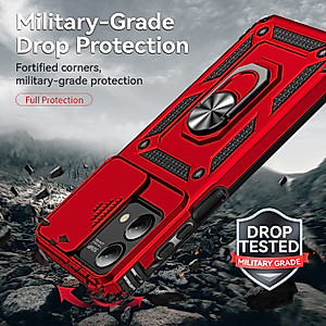 SunStory for Motorola Moto G Stylus 5G 2023 Case with HD Screen Protector & Slide Camera Cover & Kickstand, [Military-Grade] Phone Case for Moto G Stylus 5G 2023 (Red)