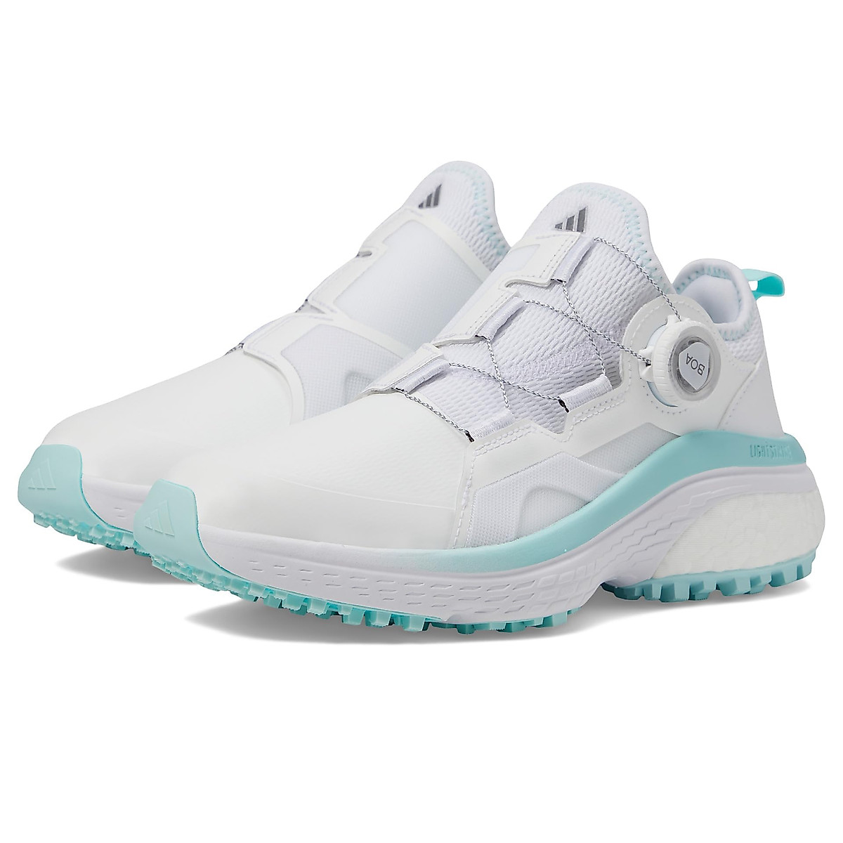 adidas Women's Solarmotion Spikeless BOA Golf Shoes, Footwear White/Silver Metallic/Semi Flash Aqua, 9.5