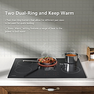 Gudsunal 30 Inch Electric Cooktop 5 Burners, ETL & FCC Certificated, Sync Elements, Keep Warm Setting, 9 Heating Level, Timer, Child Lock & Auto Shutdown, Drop-in Electric Stove Top