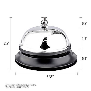 Call Bell Chrome Finish. Hand front desk ringing bell service hotel, counter, school teacher classroom, restaurant, reception, Hospitals, warehouse, office, dinner, kitchen, elderly ring. 3.38"/Silver