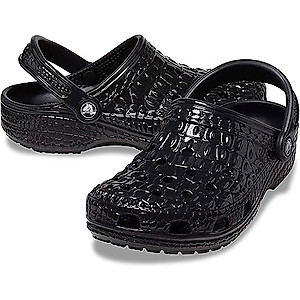 Crocs Unisex-Adult Classic Crocskin Clogs, Black Metallic, 10 Women/8 Men