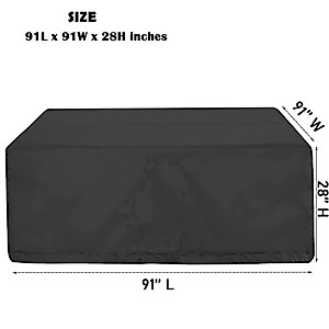 Patio Furniture Cover Waterproof Heavy Duty Cover Outdoor Table Covers Lawn Chair Sofa Fabric Covers Sets for Table Protection Dining Table and Chair Dustproof Cover,Black 91L x 91W x 28H Inches