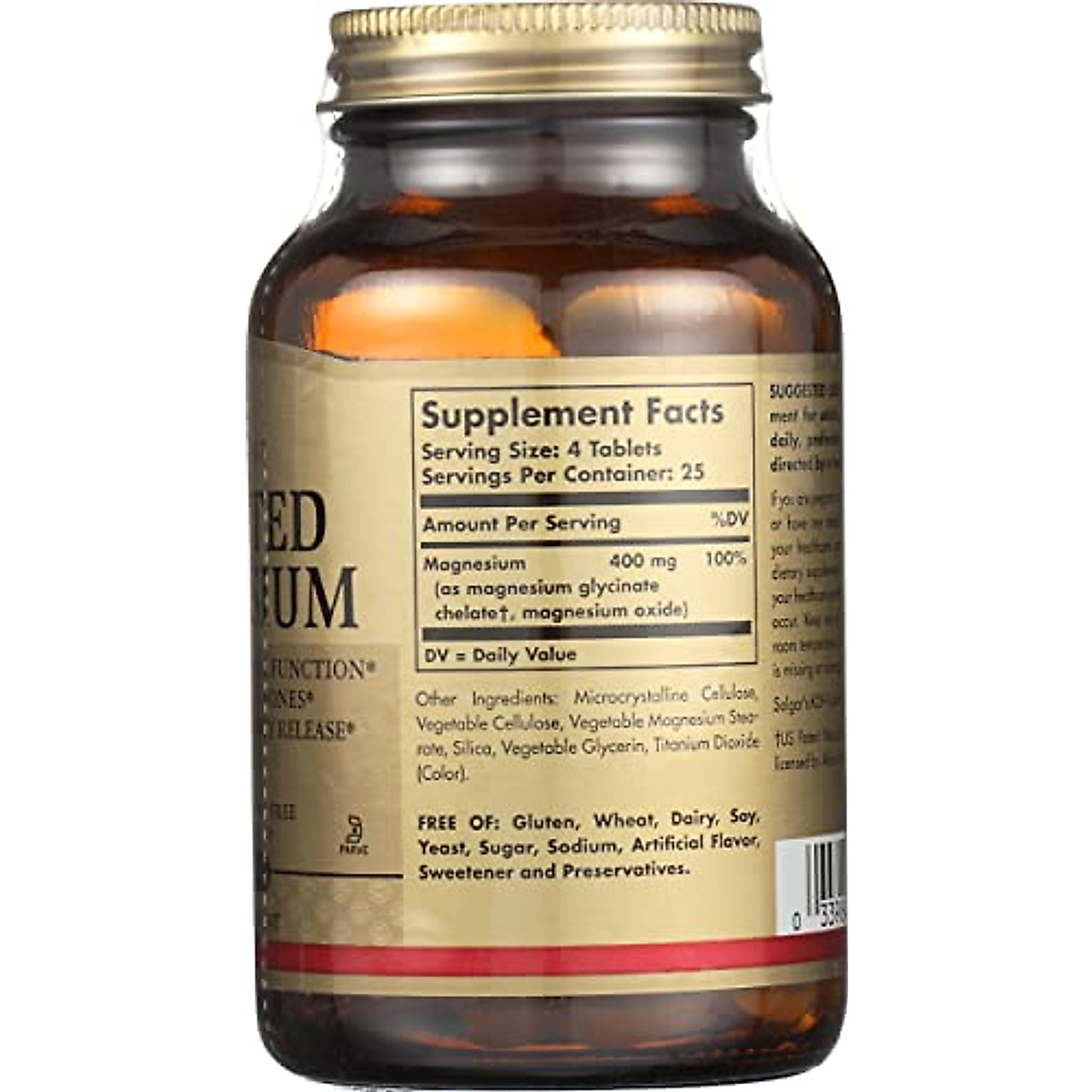 SOLGAR Chelated Magnesium Tablets, 100 Count