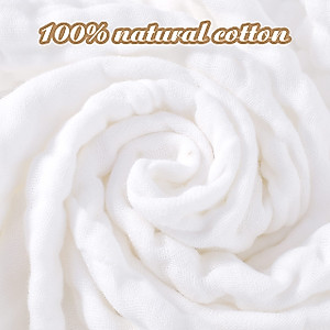 HardNok White Muslin Swaddle Blanket 6 Layer Super Soft Receiving Blanket, Breathable Baby Muslin Blanket for Boys Girls as Shower Gift (1, White 40x40)