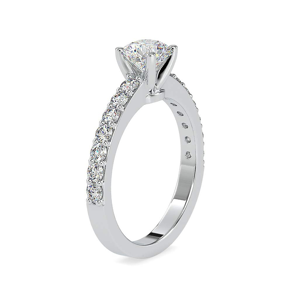 1/2 Carat Diamond and 1/2 Carat Moissanite Engagement Ring for Women in 14k White Gold (I-J/G, SI1-SI2/VS2, cttw) V-Shape Prong Promise Ring for Her Size 9.5 by VVS Gems