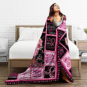 Breast Cancer Awareness Hopes Throw Blanket 50x60inch Black Women Breast Cancer Survivor Gifts for Women Ultra Soft Cozy Lightweight Flannel Blanket for Bed Sofa Living Room