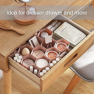 MORNITE Sock Drawer Organizer, Drawer Divider Organizer for Underwear Socks Ties Belts Assemble Honeycomb Separator Closet Cabinet DIY Desk Office 8pcs White