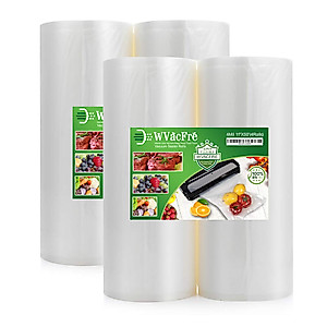 WVacFre 4Pack11X50 (Total 200 Feet) Food Vacuum Sealer Bags Rolls with Commercial Grade,BPA Free,Heavy Duty,Great for Food Vac Storage or Sous Vide Cooking