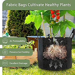 GreatBuddy 5 Gallon Grow Bags 6-Pack, Thick Fabric Pots for Plants, Sturdy Handles & Reinforced Stitching, Labels Included, Black