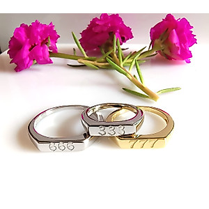 Angel Number Ring, Sterling Silver Personalized Angel Number 111, 222, 333, 444, 555, 666, 777, 888, 999, Custom Number Ring, Angel Number Jewelry (Gold)