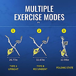leikefitness LEIKE X Bike Ultra-Quiet Folding Exercise Bike, Magnetic Upright Bicycle with Heart Rate,LCD Monitor and easy to assemble (YELLOW)