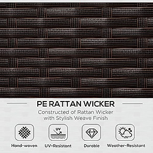 Outsunny Patio Outdoor Sofa, PE Rattan Wicker Loveseat, Outdoor Couch with 2 Throw Pillows & Comfortable Cushions, Cream White