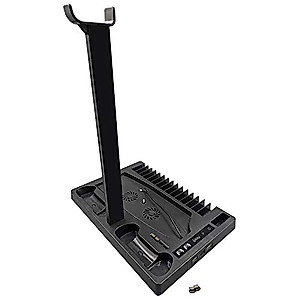 Multi-Function Charging Stand with Cooling Fan for PS5 Disc/Digital Edition/PS5 Controller, Vertical Charger Cooling Storage Stand for Playstation5 (Black)