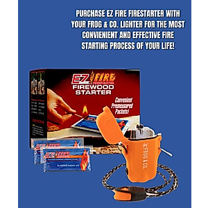 EZ FIRE FIRESTARTER and Survival Frog Tough Tesla Lighter 2.0 – Waterproof, Windproof, Flameless Top-Facing Dual Arc Plasma USB Rechargeable Electric w/Built-in Flashlight and Emergency Whistle.