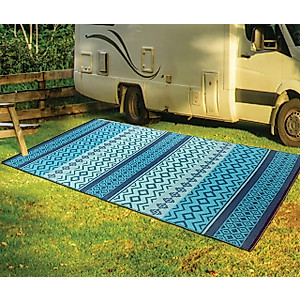 Erbanica Fiesta Premium Quick Dry Reversible Indoor/Outdoor Plastic Rug for RV, Camping, Beach, Picnic, Patio, Pool Side, 4 ft x 6 ft