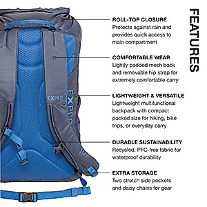 Exped Typhoon 25 | Lightweight Travel Backpack | Waterproof Backpack | Multifunctional Backpack, Navy, 25L