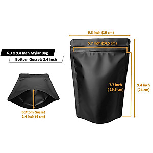 100 Pack 5.5x7.8 Inches Matte White and 100 Pack 6.3x9.4 Inches Matte Black Mylar Stand Up Bags