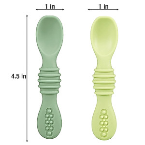 PandaEar 6 Pack Silicone Baby Spoons Self Feeding 6 Months for Toddler - Baby Led Weaning Utensils 6-12 Months - Infant Spoons First Stage - Baby Feeding Essentials - Baby Eating Utensils Set