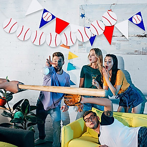 4 Pieces Baseball Banner Party Decorations Baseball Paper Garland for Sports Theme Birthday Baby Shower Supplies (Baseball Style)