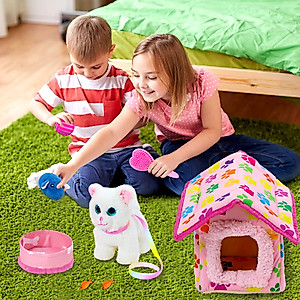 ZNTWEI American Doll Clothes and Accessories - Pet Kitty Play Set fit American 18 Inch Doll Including 18 Inch Doll Clothes, Pet Nest, Cat Pot, Toy Ball, Hair Comb, Toy Fish