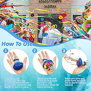 20 Pack No Mess Streamers,Colorful No Mess Paper Crackers,Hand Throw Confetti Streamer for Birthday,Wedding,Party,Celebrations,Retirement Party (Blue)